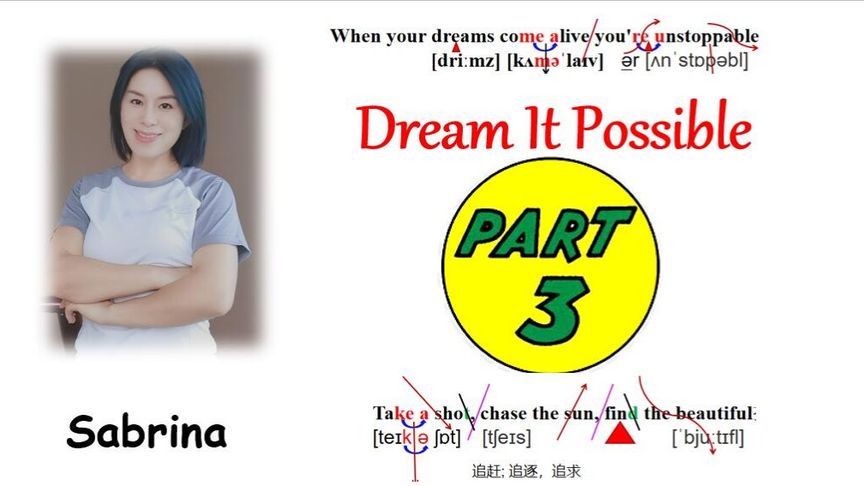 英文歌曲学唱第2首---华为宣传曲《Dream It Possible》part3