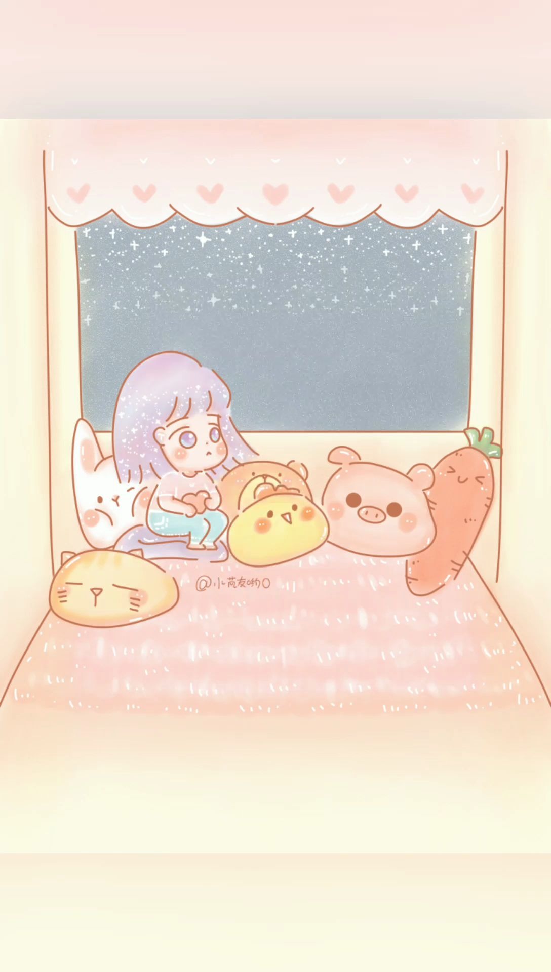 【翻开马上画!芃教你超可爱的手帐简笔画】看星星的女孩