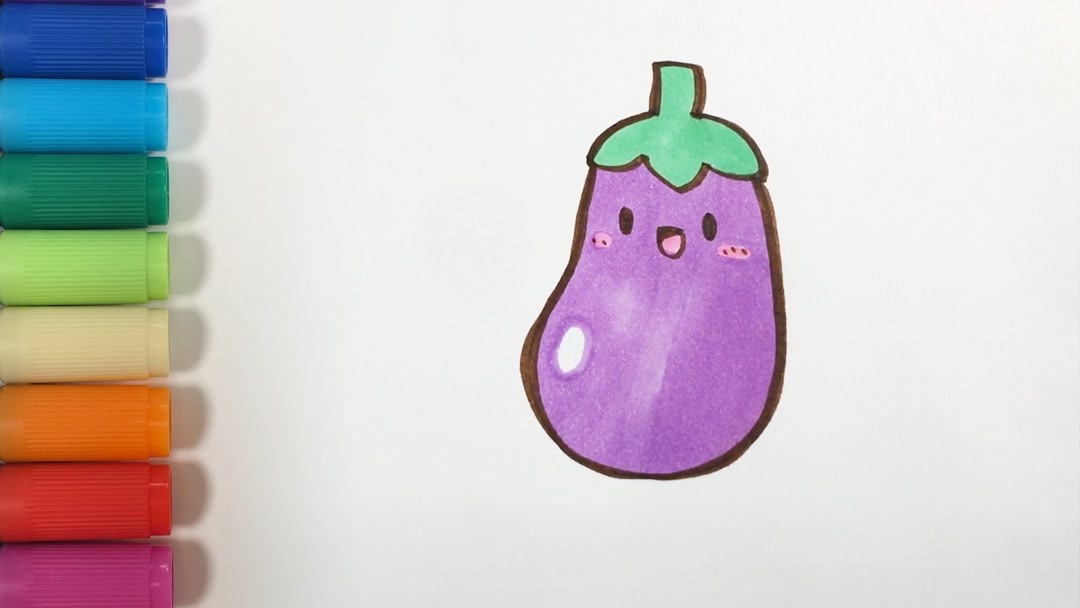 儿歌多多蔬菜水果简笔画 第13集 茄子 秋天画个可爱的卡通小茄子