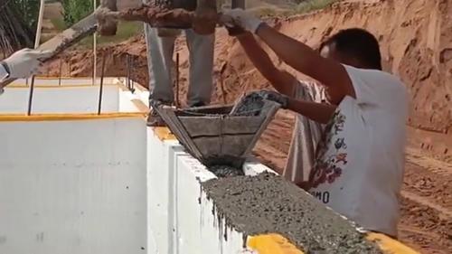 工地施工场景,模块建房,钢筋混凝土一体化现浇成型