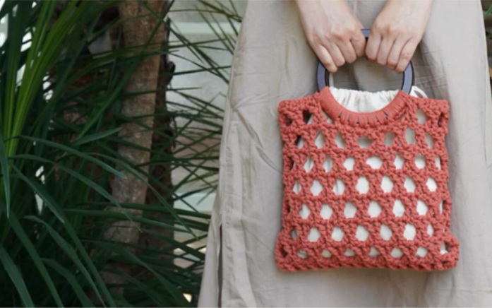 「钩针编织包教程」夏季手提包编织教程