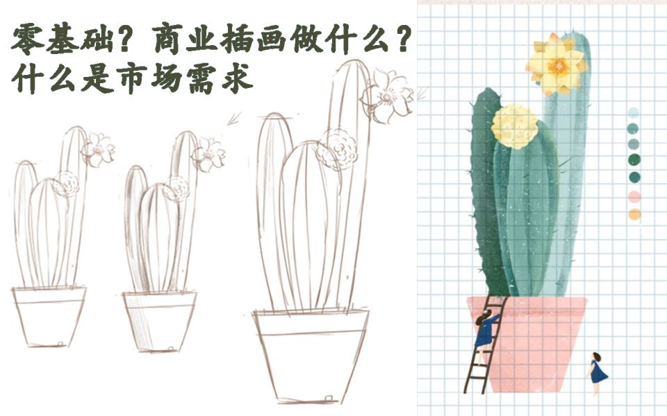 【商业插画】还不知道怎么入手插画的可以跟着视频来画一下~