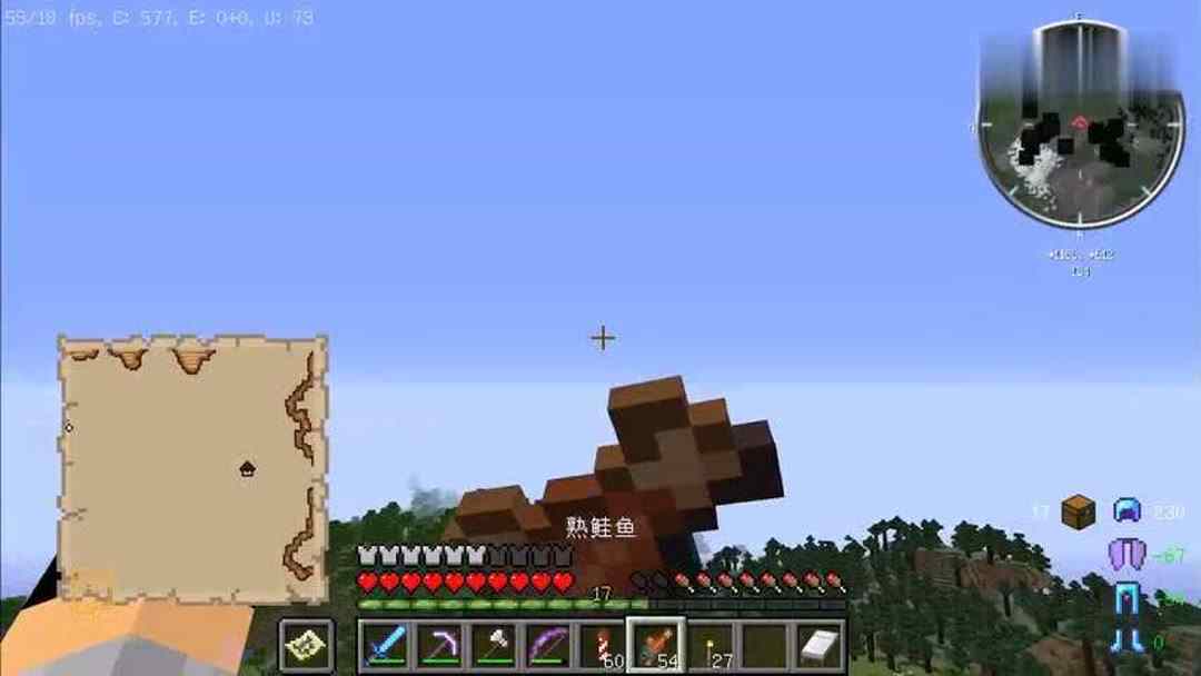 我的世界海洋版128玩家得到藏宝图,几分钟就找到了宝藏