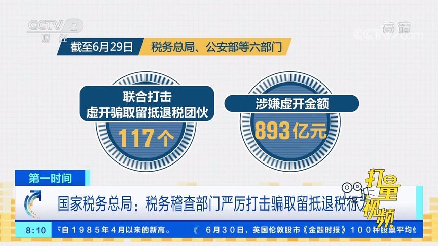 国家税务总局:税务稽查部门严厉打击骗取留抵退税行为|第一时间