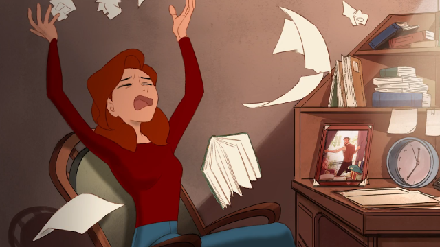 动画短片:女作家为了让男主活下来,不断改写剧本却屡次失败