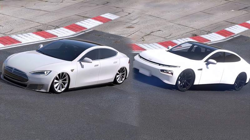 车祸模拟器:小鹏P7爬60度斜坡对比特斯拉Model S,国产车太强了