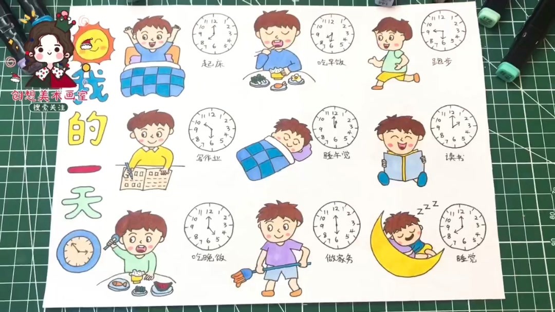假期我的一天作息时间表,幼儿园儿童绘画学习计划安排,珍惜时间男孩...
