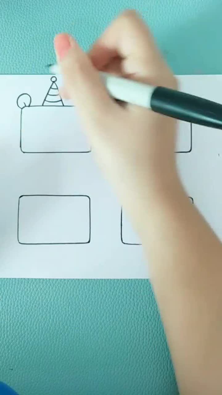 长方形画小动物调低音量哦不要被音乐吓到