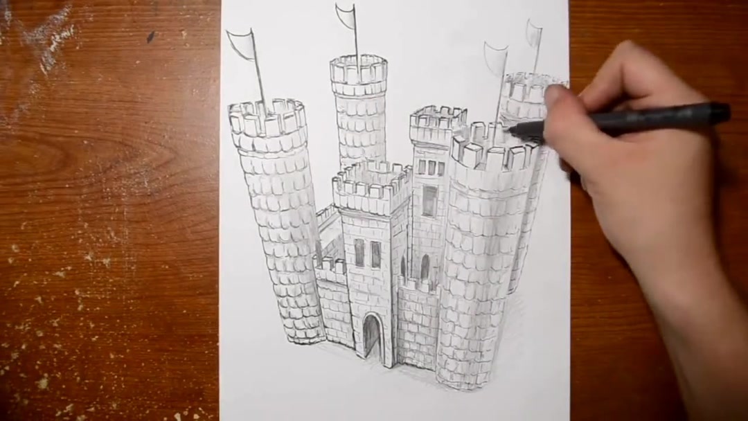 儿童画画3D绘画城堡