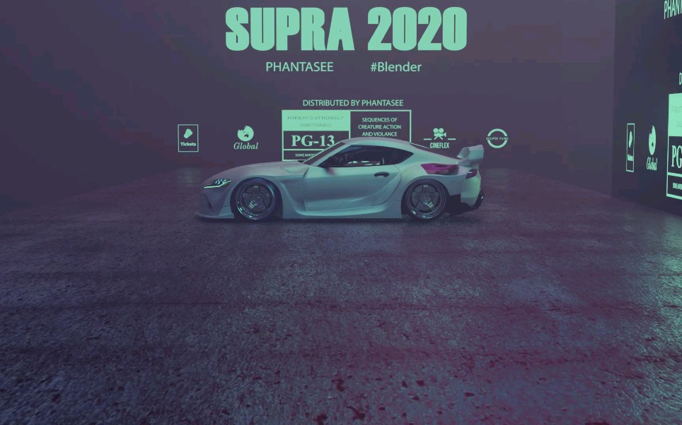 SUPRA 2020HKS blender渲染动画(后半段卡卡的,可能是我贝塞尔曲线...