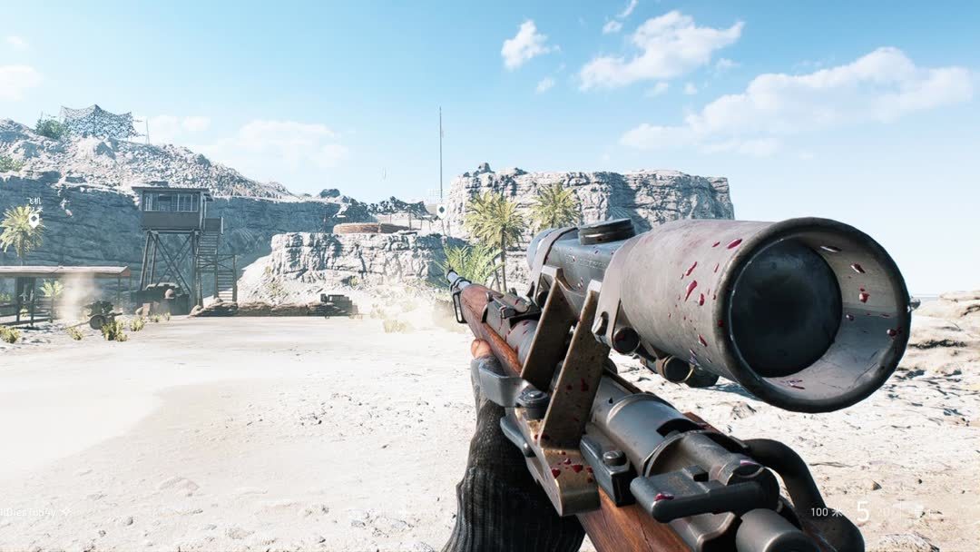 战地5,狙击枪不要倍镜才是享受!机瞄远距离移动目标爆头!