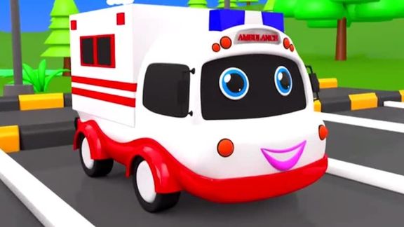 萌车动画:萌萌的小汽车依次过红绿灯回家