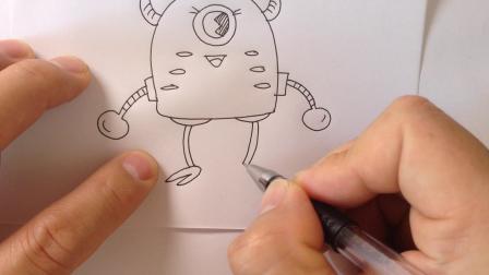 金龙手绘简笔画.机器人画法1