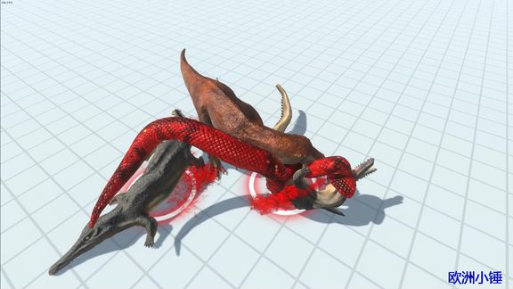 【动物全面模拟器】霸王龙和泰坦蛇与所有小动物整一下