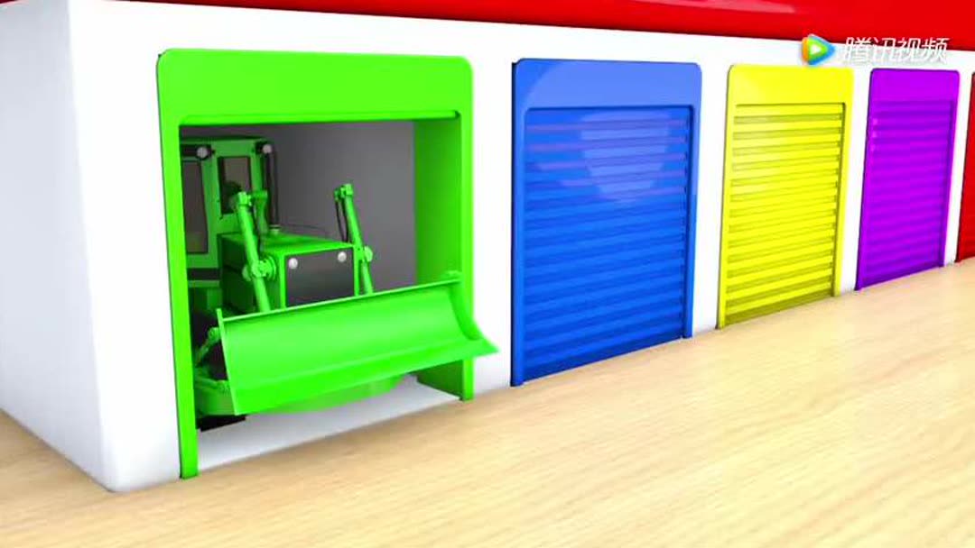 益智动画亲子色彩早教 3D卡通动漫推土机把足球装进车厢学习颜色