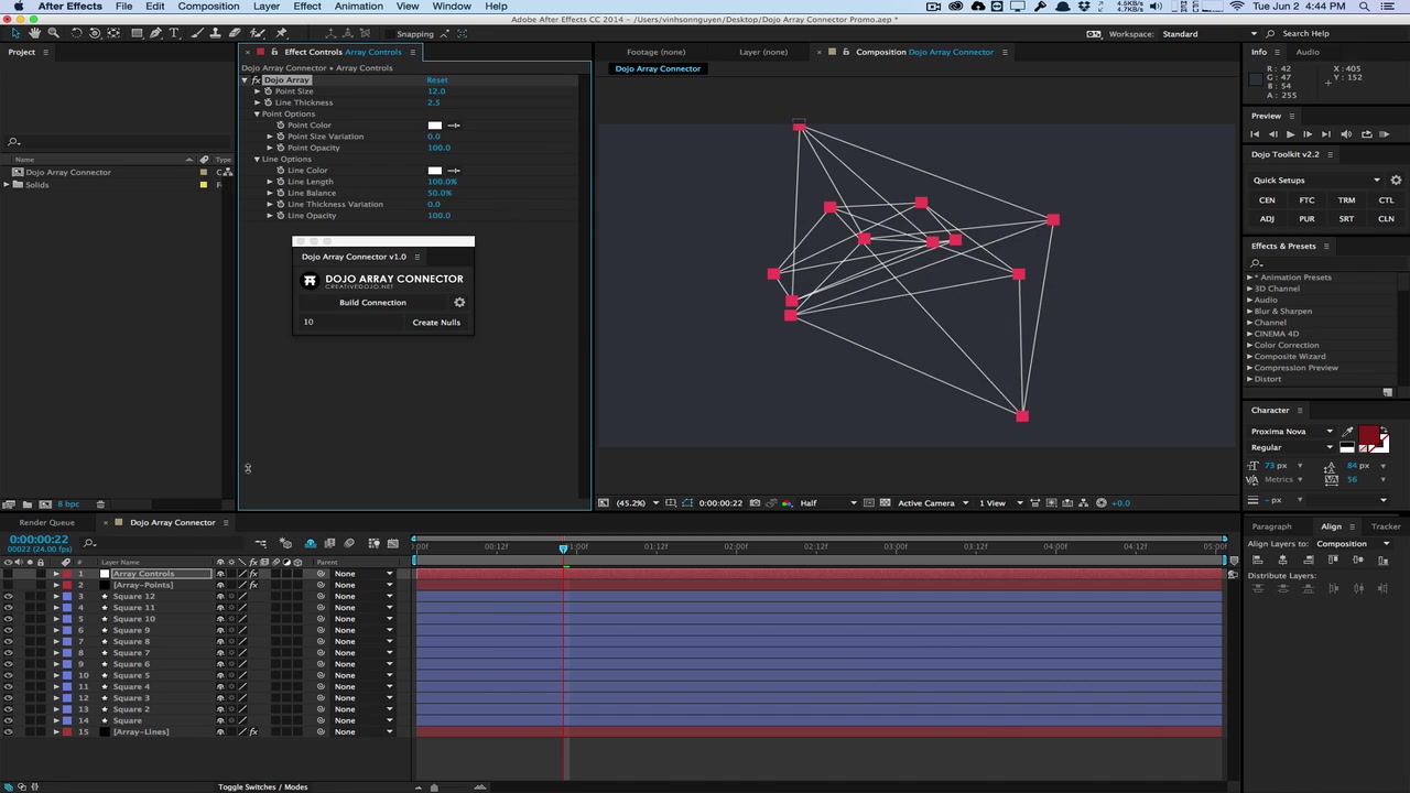 图层物体阵列连接动画AE脚本CreativeDojo Dojo Array Connector 1.2