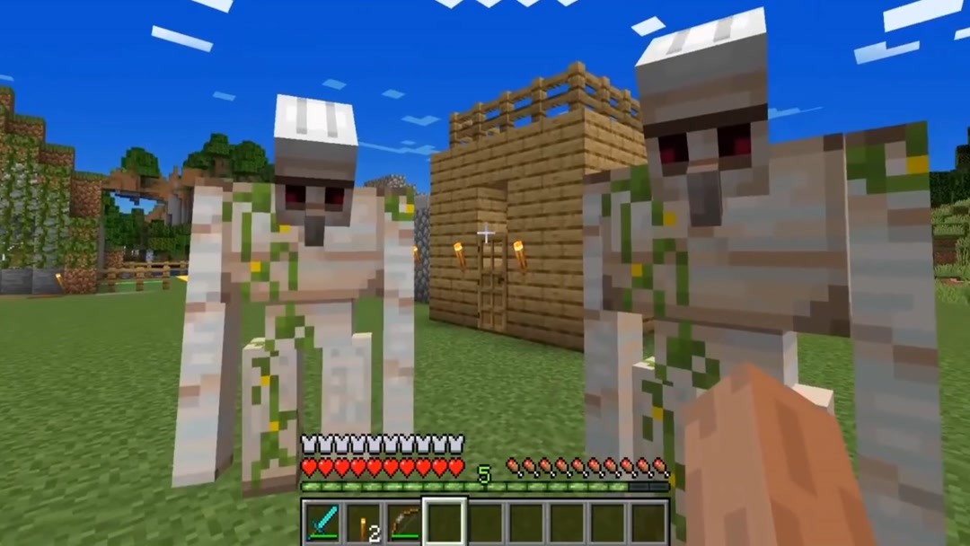 我的世界 在村庄抓着一个小偷铁傀儡送给我很多的宝贝