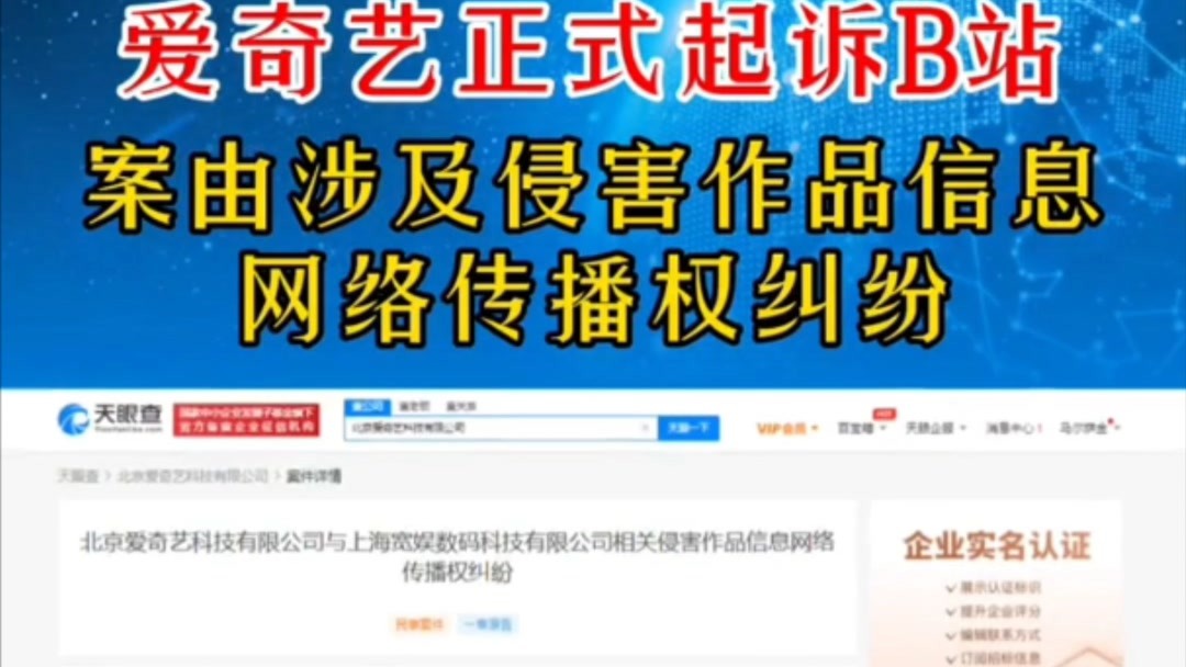 爱奇艺正式起诉,案由涉及侵害作品信息网络传播权纠纷