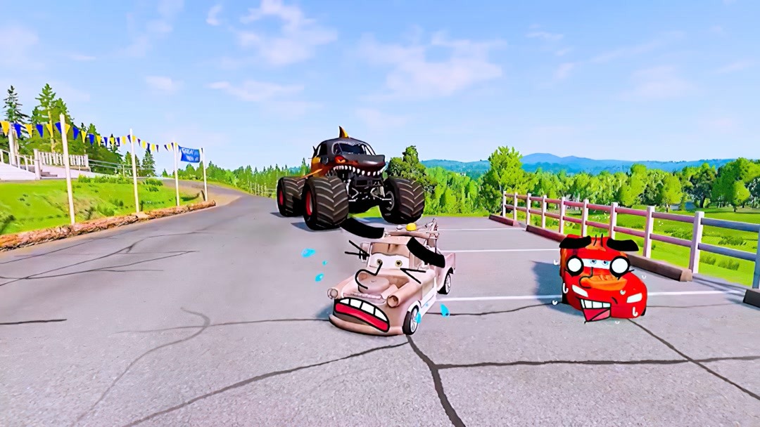 模拟器:闪电麦昆出现事故,警车赶来现场指导