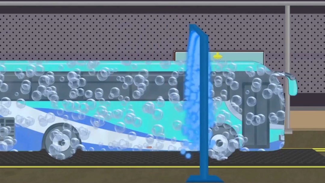 汽车动画小世界 第75集 清洗大巴车