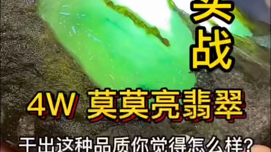 4W的翡翠原石现场开干 开完之后你们能看到多少呢?