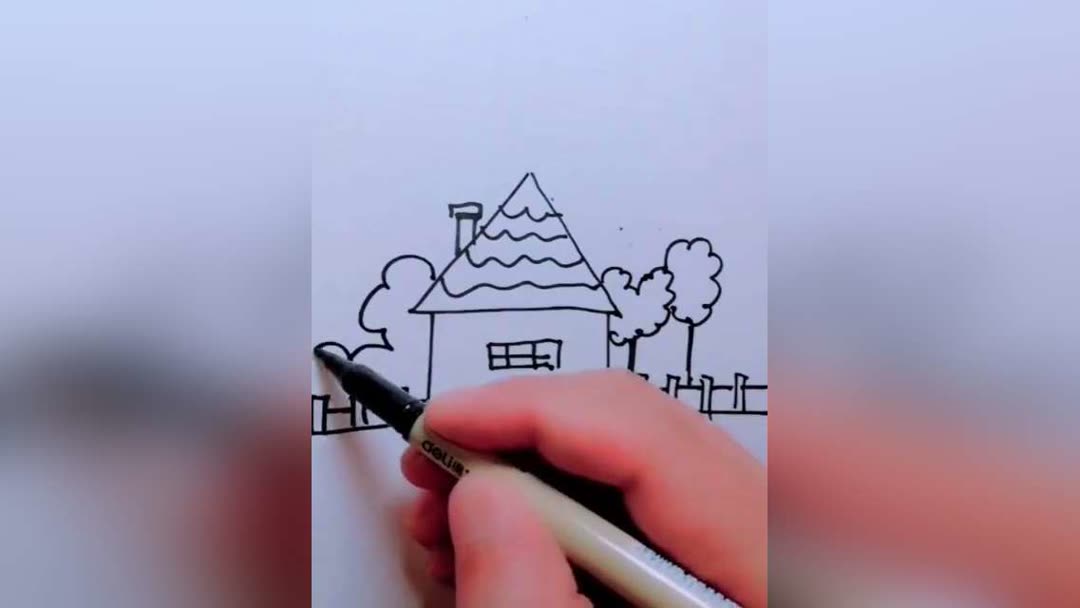 儿童学画画,趣画简单小房子