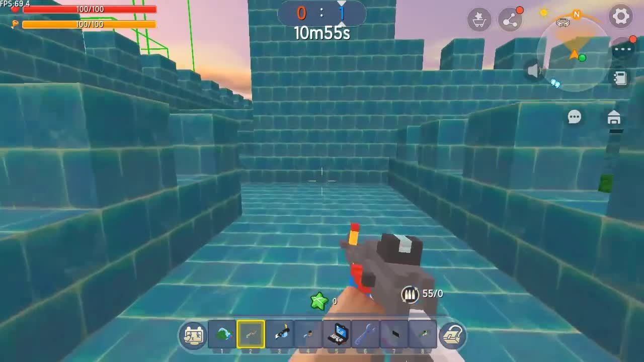 迷你世界:在冰城堡的世界里进行枪战对决