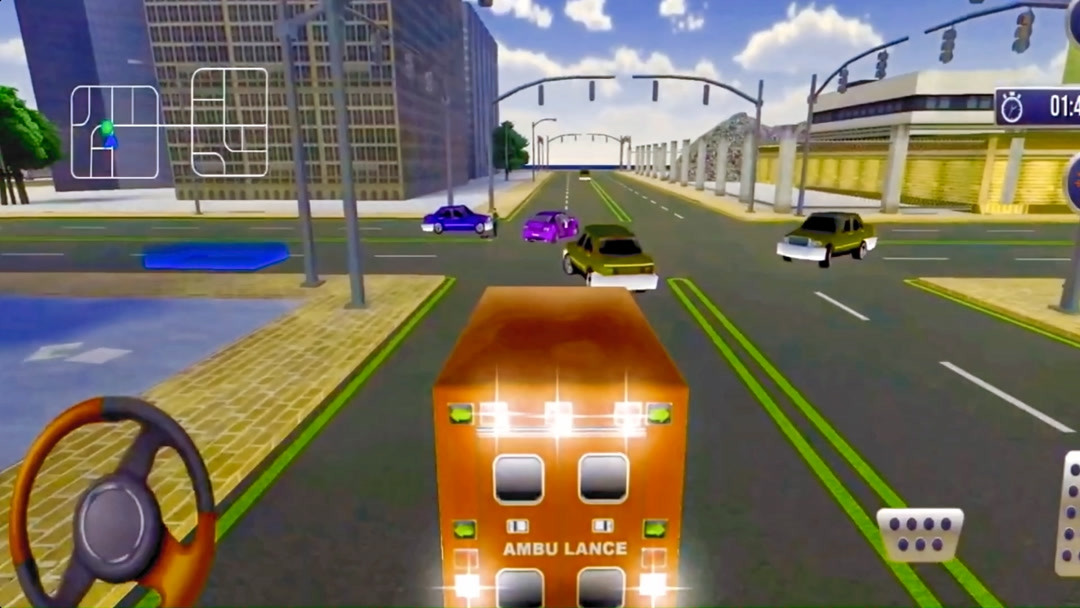 模拟驾驶城市救护车交通救急小游戏