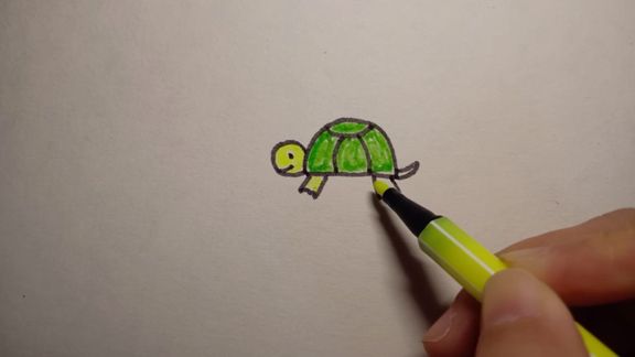 简笔画画个可爱的小乌龟,简单易学,适合所有小朋友学习哦