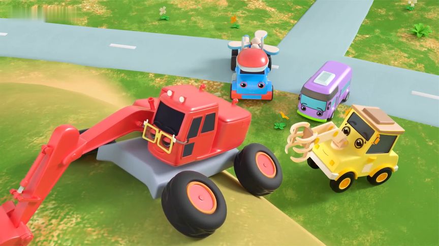 挖掘机要沉默在河里了,儿童动画 益智 早教