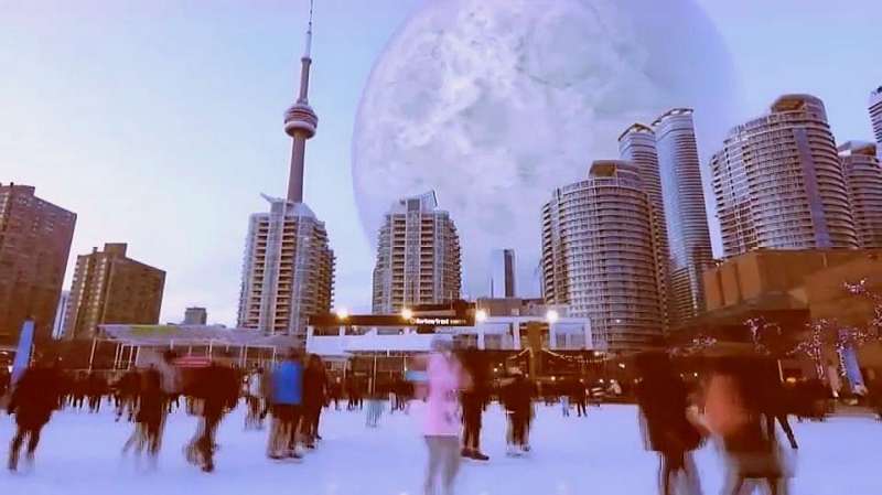 模拟实验:模拟月球高速靠近地球时,城市的天空是怎样的呢?