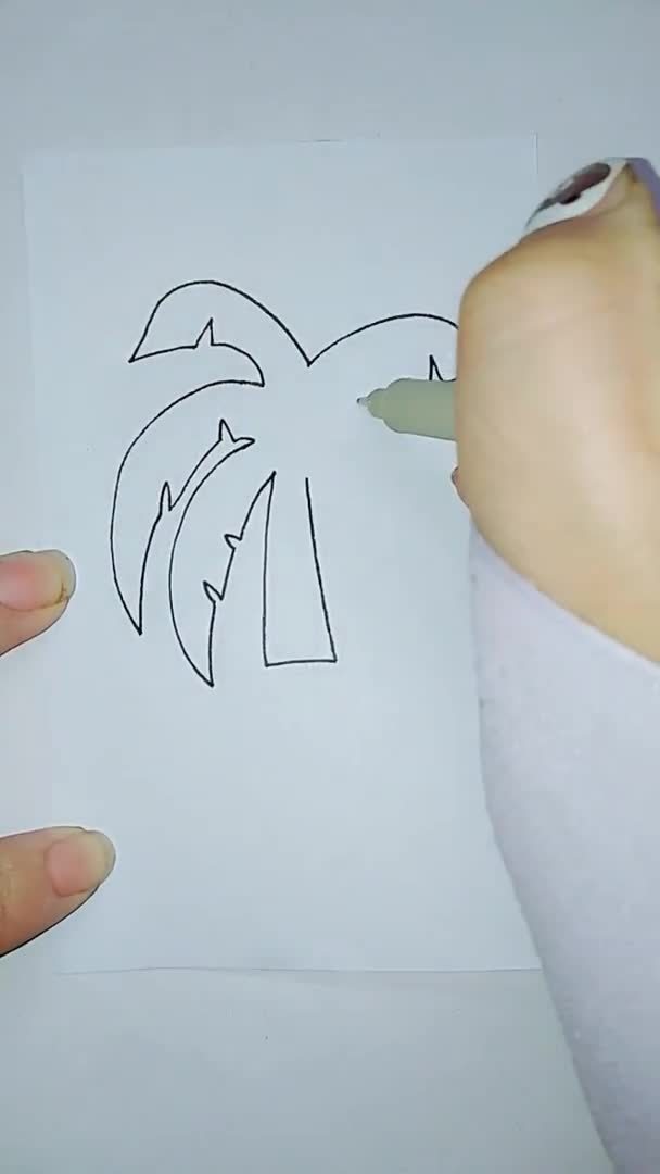 【简笔画】一笔画椰子树