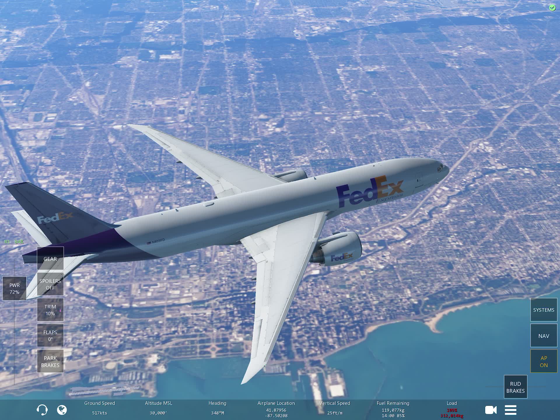 Infinite Flight 模拟飞行: Indianapolis IND - WUH 武汉天河 波音777-200F...