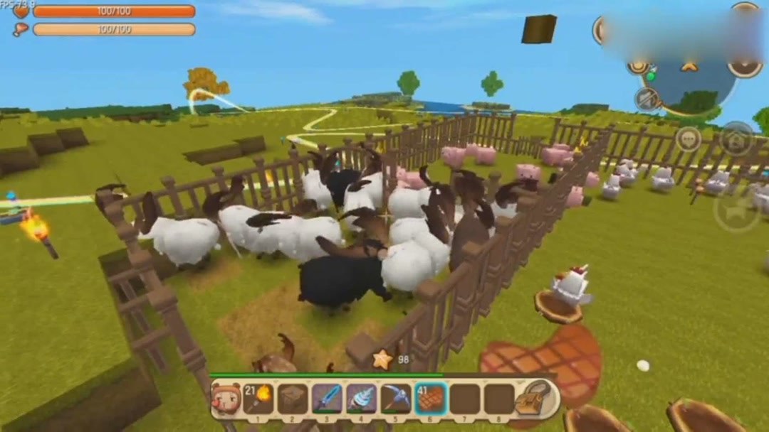 迷你世界-联机生存,多米重新修复被破坏的农场,喂猪遇到难题了