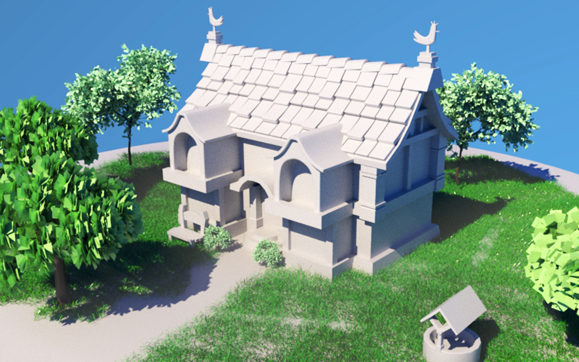【maya零基础建模】卡通风格房子制作,次世代全流程案例教学3D卡通...