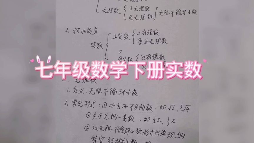 初中数学实数的定义详解,见意家长收藏,附有例题