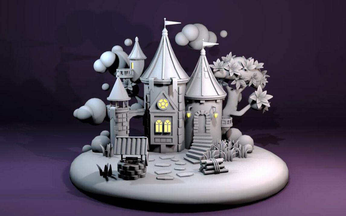 【3DMAX】从0开始教你搭建游戏小房子模型、3D卡通场景建模