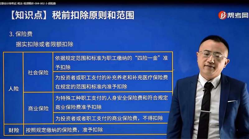 帮考网注册会计师考试孙孝群老师详细讲解保险费的内容有哪些?
