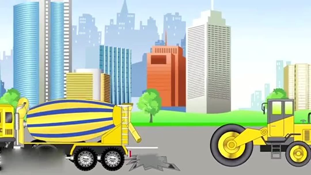 工程车-混凝土搅拌车工作动画