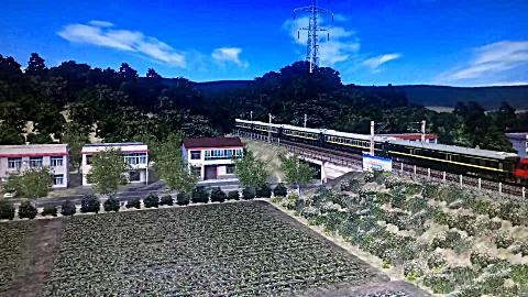 模拟火车2019自制线路昆局昆段HXD3D牵引K635次旅客列车下行鸣笛...