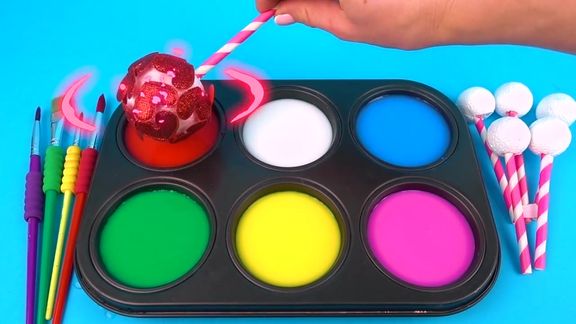 如何使冻漆与彩色管,神奇的冷冻球变成彩色的心