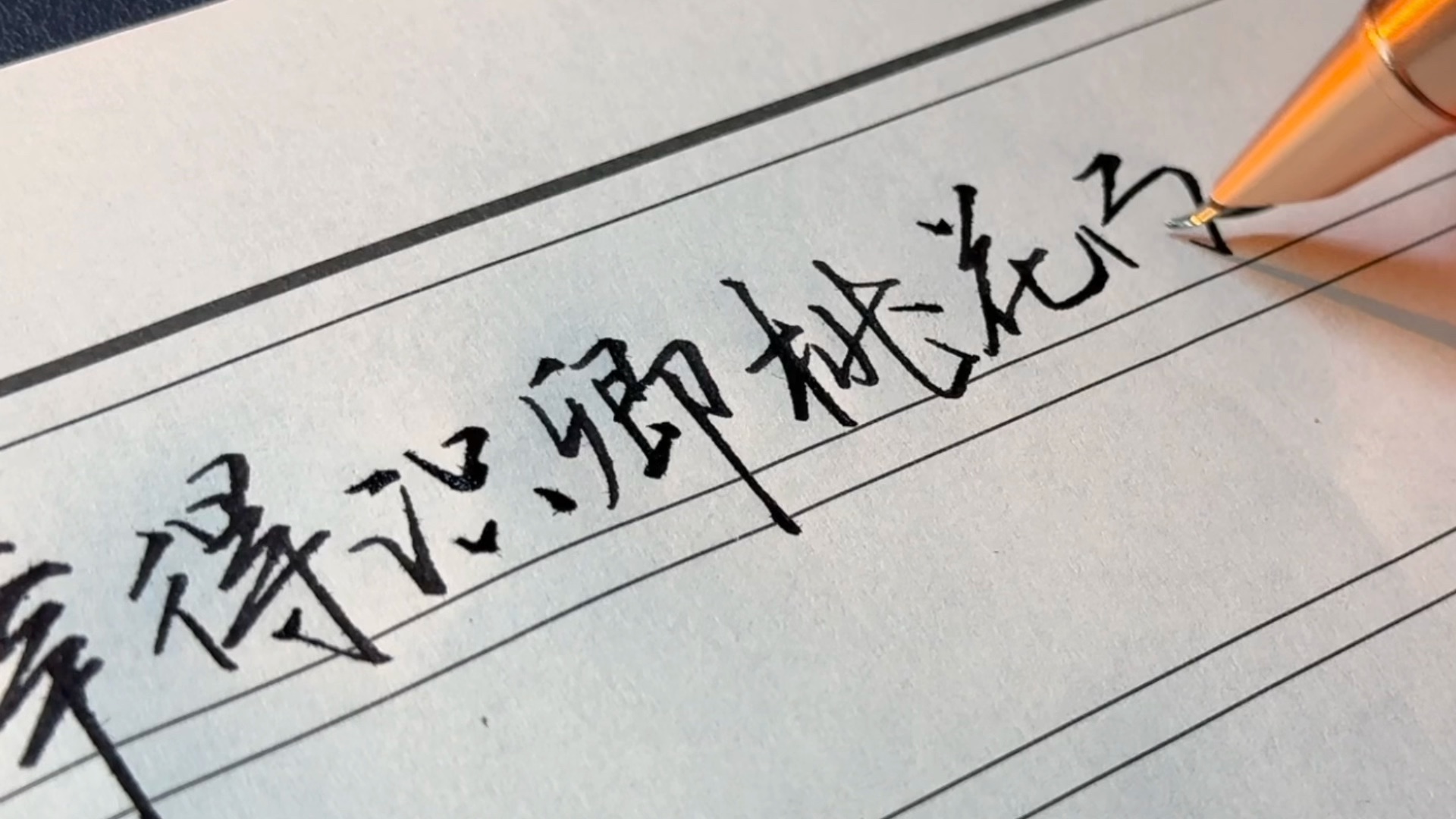 【硬笔书法手写】幸得识卿桃花面,从此阡陌多暖春。