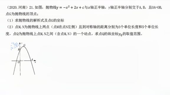 2020河南中考:求动点纵坐标的取值范围,这么简单不得分都难!