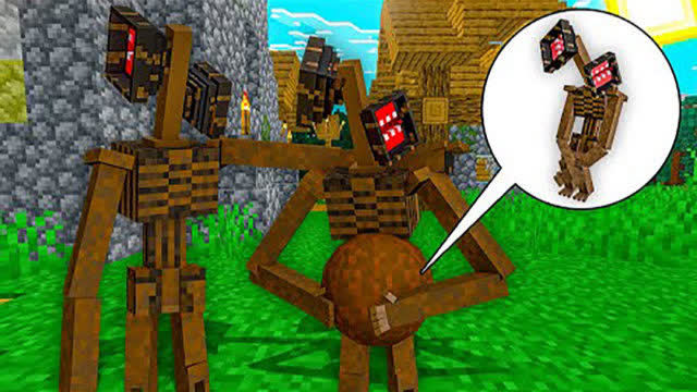 我的世界:村庄出现两只警笛头!没想到他们生了个小警笛头