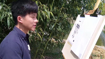 小蔡野外儿童简笔画教学,教你怎样画海绵宝宝,和注意事项。