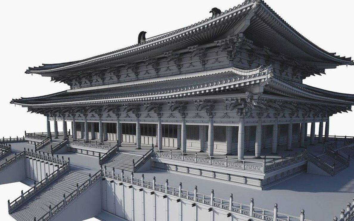 ...你场景建模的布线技巧讲解,3DMAX古代国风建筑场景建模制作全流程