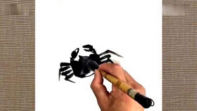 中国画写意技法,快速学会螃蟹画法神技艺!