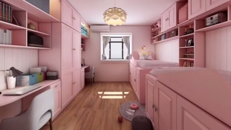 利用小房间打造两个女儿的卧室 解决孩子休息 阅读 储物等问题