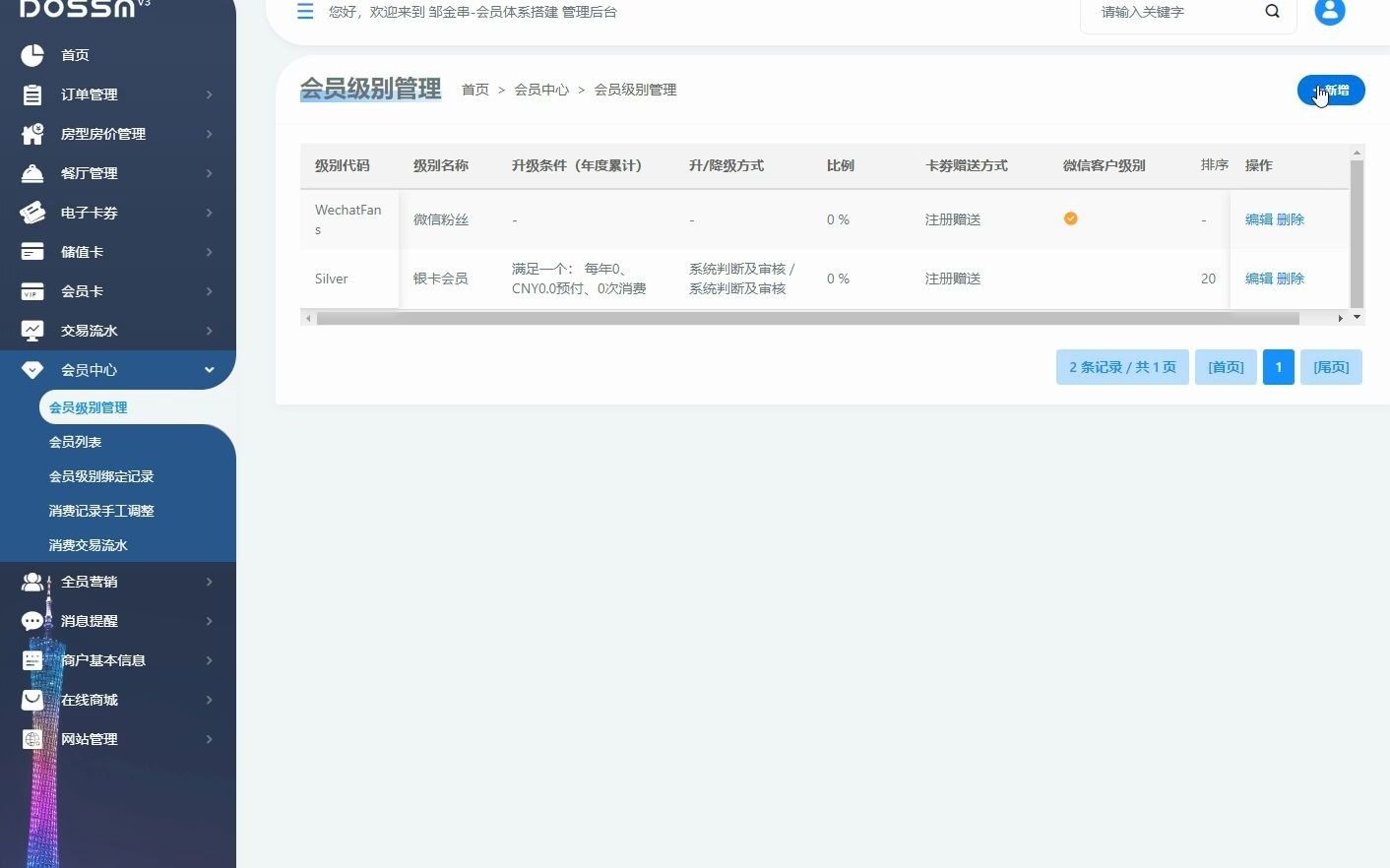 酒店数字营销 2 会员级别设置