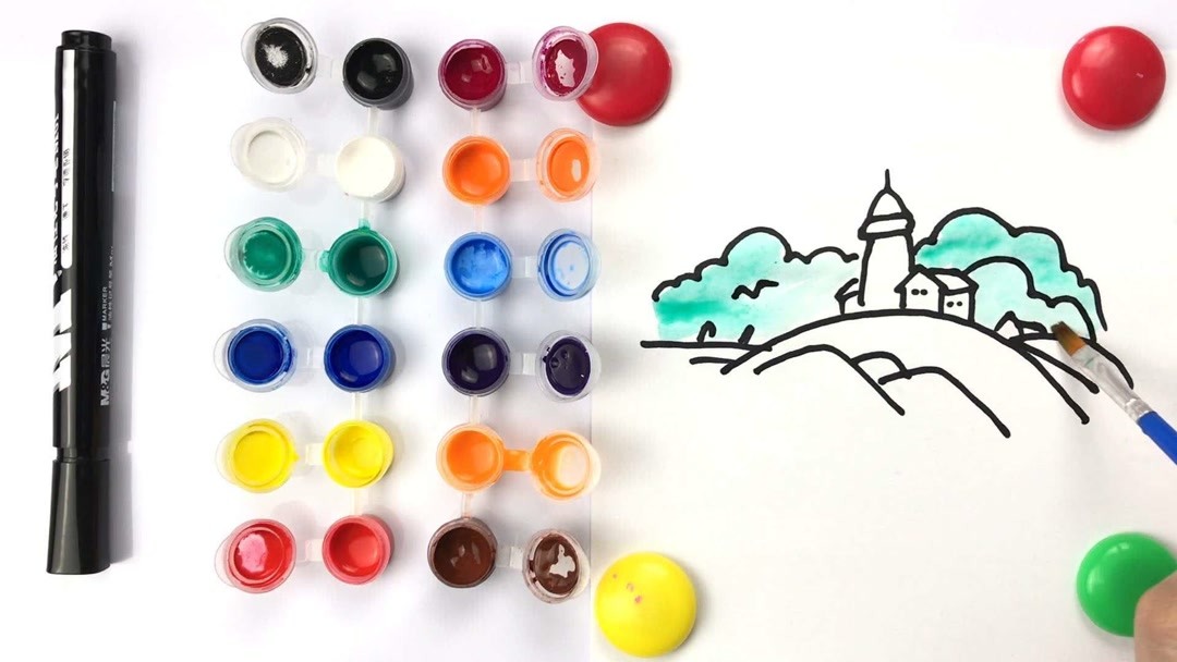 让我教你画欧洲的城堡吧 简笔画填色 益智手工早教趣味学英语